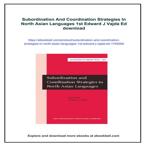 Subordination And Coordination Strategies In North Asian Languages 1st Edward J Vajda Ed | PDF
