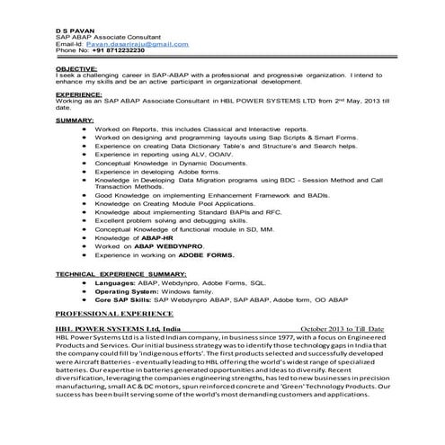 PAVAN ABAP UPDATED CV | DOCX