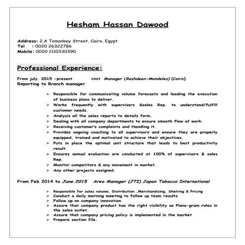 C.V Hisham Daood | DOC