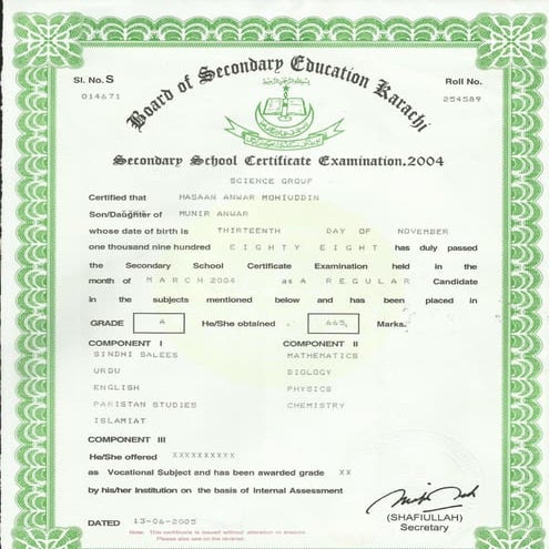 SSC Certificate | PDF