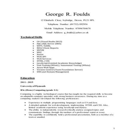 CV 2016 | DOCX | Computing | Technology & Computing
