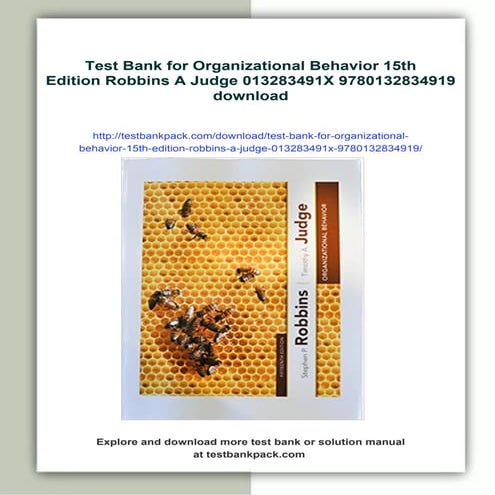 Test Bank for Organizational Behavior 15th Edition Robbins A Judge ...