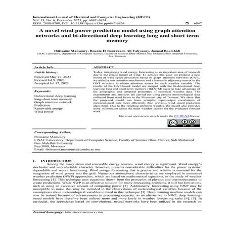 A Novel Wind Power Prediction Model Using Graph Attention Networks And