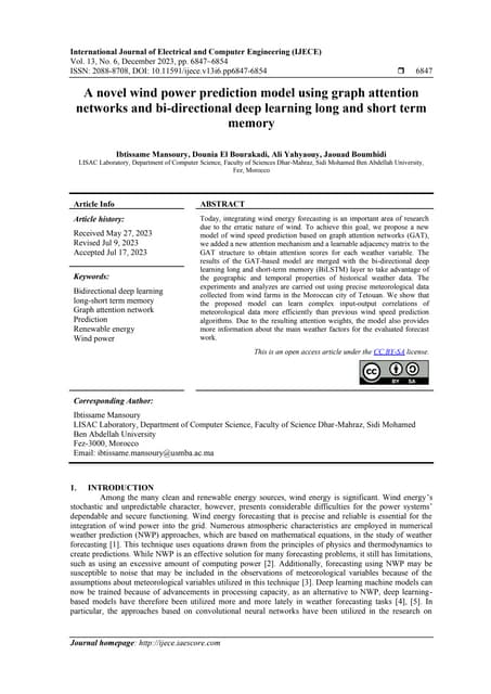 A Novel Wind Power Prediction Model Using Graph Attention Networks And
