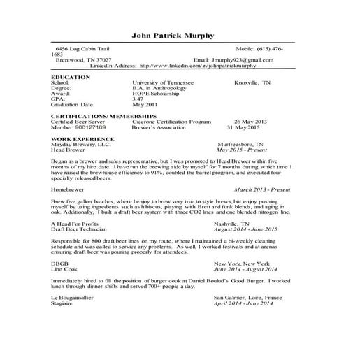 JohnPatrickMurphy--BrewerResume (1) | DOCX