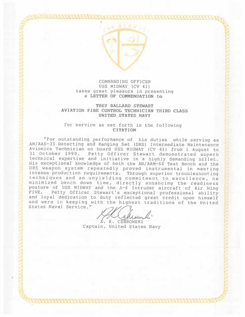 Admiral Coady Letter of Commendation | PDF