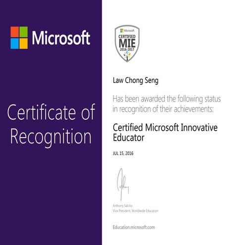 Certified Microsoft Innovative Educator | PPT