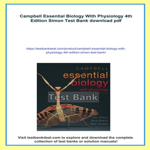 Campbell Essential Biology With Physiology 4th Edition Simon Test Bank ...