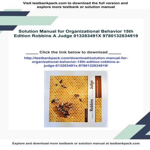 Solution Manual for Organizational Behavior 15th Edition Robbins A ...