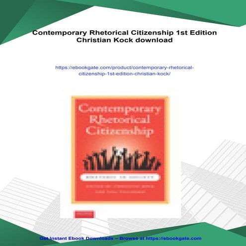 Contemporary Rhetorical Citizenship 1st Edition Christian Kock | PDF