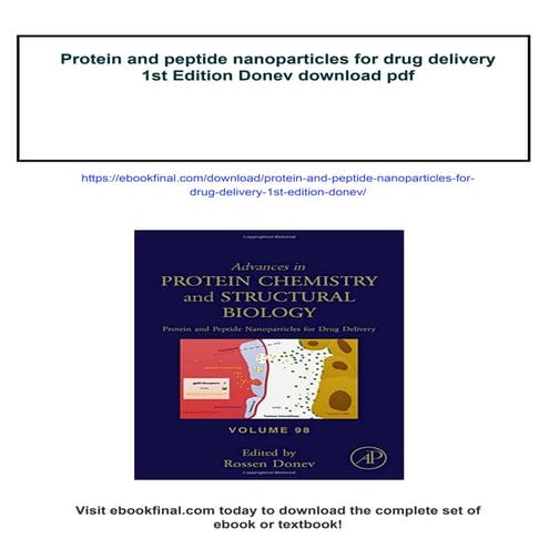 Protein and peptide nanoparticles for drug delivery 1st Edition Donev | PDF