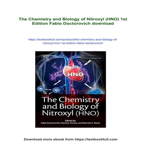 The Chemistry and Biology of Nitroxyl (HNO) 1st Edition Fabio ...