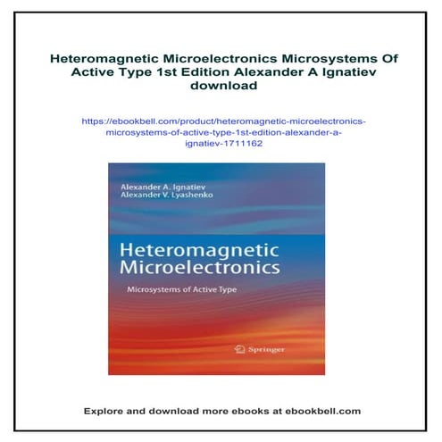 Heteromagnetic Microelectronics Microsystems Of Active Type 1st Edition ...