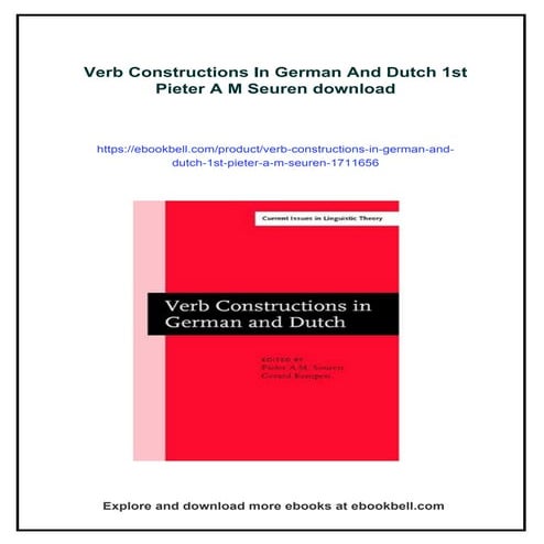 Verb Constructions In German And Dutch 1st Pieter A M Seuren | PDF