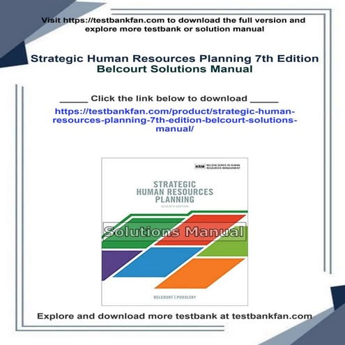 Strategic Human Resources Planning 7th Edition Belcourt Solutions ...