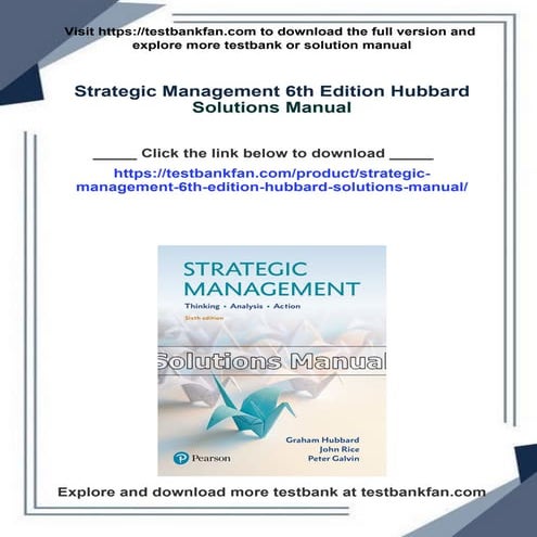 Strategic Management 6th Edition Hubbard Solutions Manual | PDF