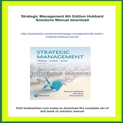 Strategic Management 6th Edition Hubbard Solutions Manual | PDF