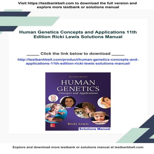 Human Genetics Concepts and Applications 11th Edition Ricki Lewis ...