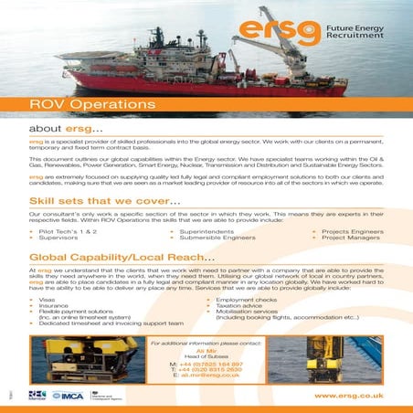 ERSG ROV Operations Fact Sheet | PDF