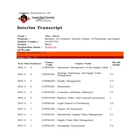 Interim Transcript LSU | DOCX