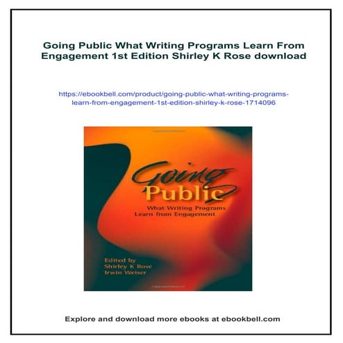Going Public What Writing Programs Learn From Engagement 1st Edition ...