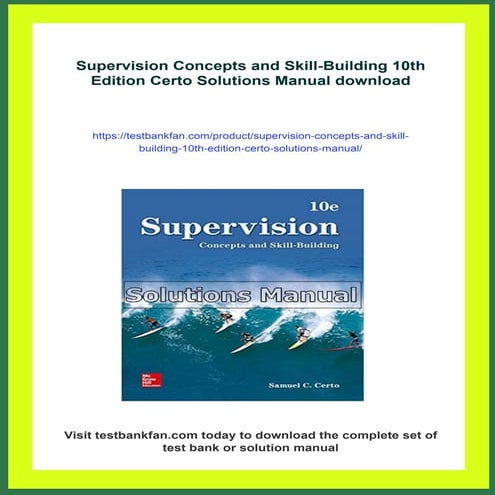 Supervision Concepts and Skill-Building 10th Edition Certo Solutions Manual | PDF
