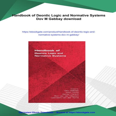 Handbook of Deontic Logic and Normative Systems Dov M Gabbay | PDF