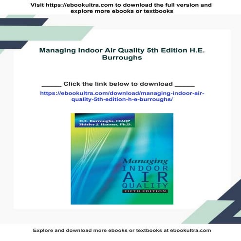 Managing Indoor Air Quality 5th Edition H.E. Burroughs | PDF