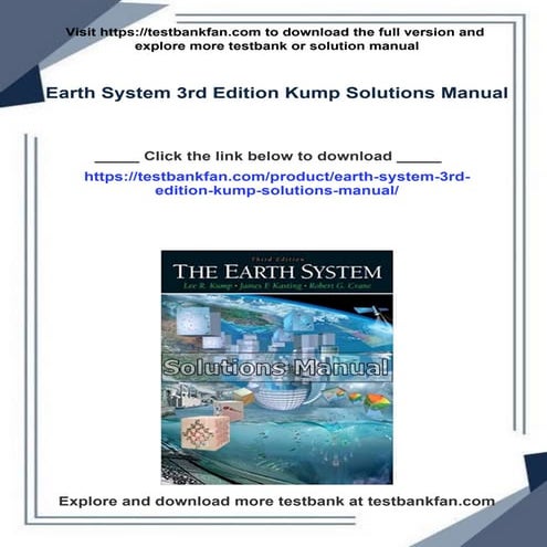 Earth System 3rd Edition Kump Solutions Manual | PDF