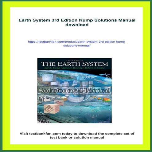 Earth System 3rd Edition Kump Solutions Manual | PDF