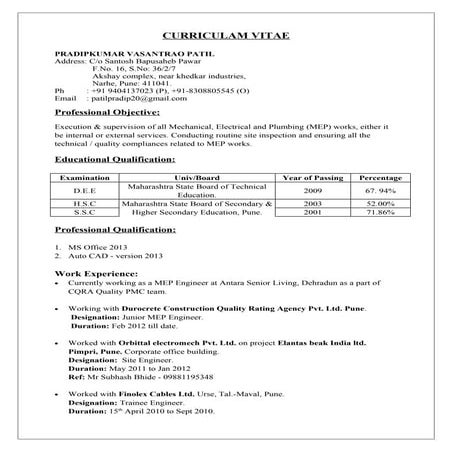 CV Pradip Patil | DOC