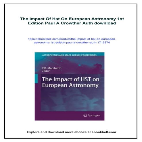The Impact Of Hst On European Astronomy 1st Edition Paul A Crowther ...