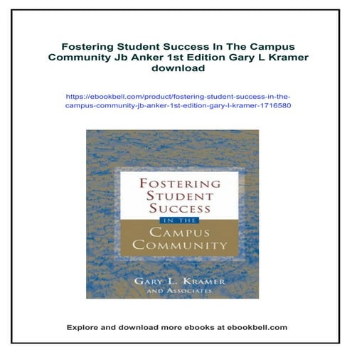 Fostering Student Success In The Campus Community Jb Anker 1st Edition ...