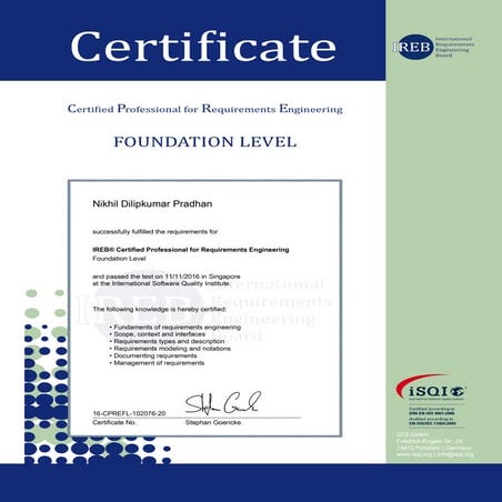 Pradhan Nikhil Dilipkumar_CPRE_FL_Certificate | PDF