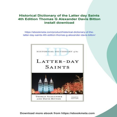 Historical Dictionary of the Latter day Saints 4th Edition Thomas G ...