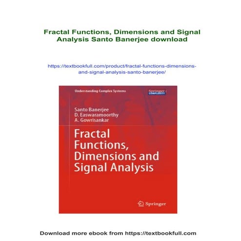 Fractal Functions, Dimensions and Signal Analysis Santo Banerjee | PDF