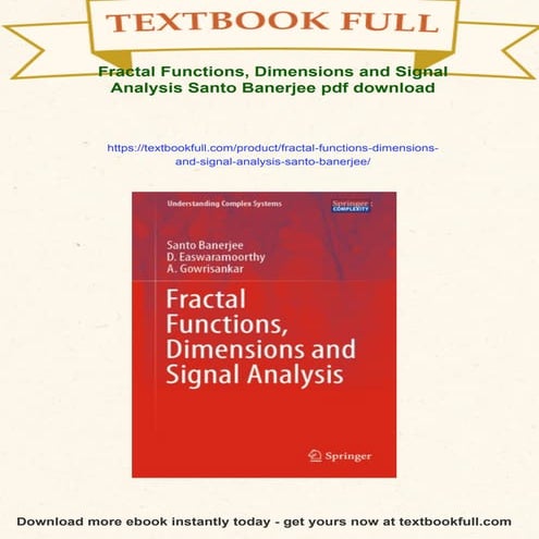 Fractal Functions, Dimensions and Signal Analysis Santo Banerjee | PDF