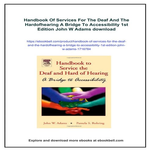 Handbook Of Services For The Deaf And The Hardofhearing A Bridge To ...