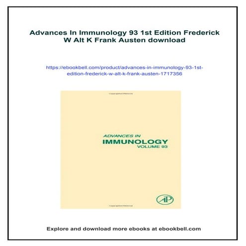 Advances In Immunology 93 1st Edition Frederick W Alt K Frank Austen | PDF
