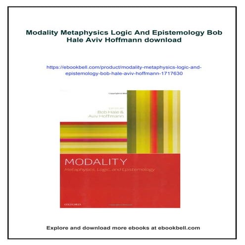 Modality Metaphysics Logic And Epistemology Bob Hale Aviv Hoffmann | PDF