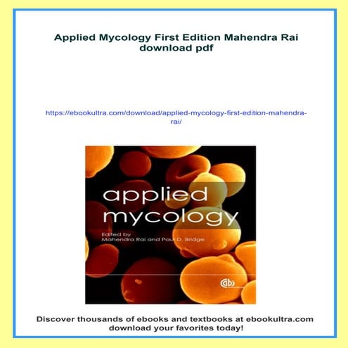 Applied Mycology First Edition Mahendra Rai | PDF