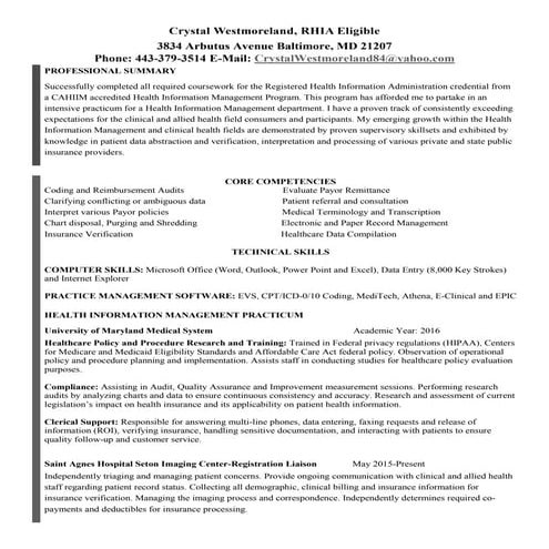 Crystal Westmoreland Resume 2016 | PDF