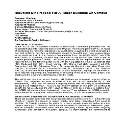 Recycling Bin Proposal | PDF