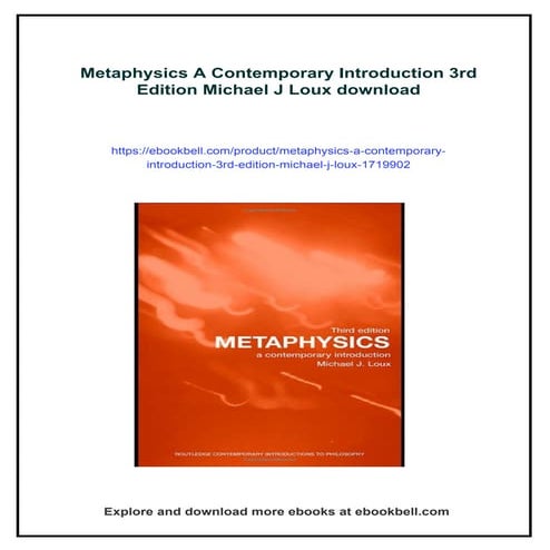 Metaphysics A Contemporary Introduction 3rd Edition Michael J Loux | PDF