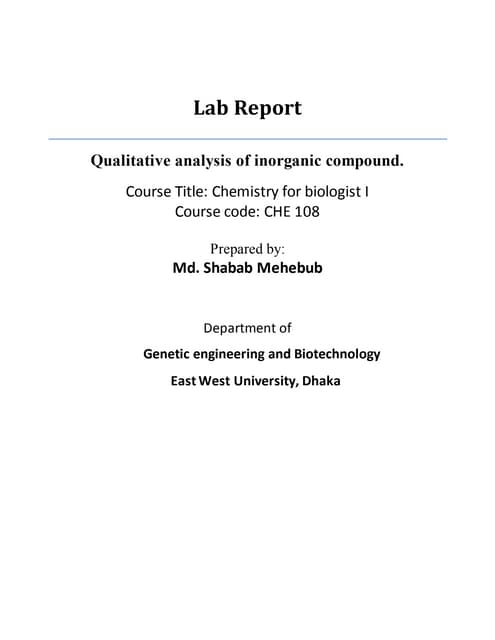CHEMISTRY Salt analysis class 12 | DOCX