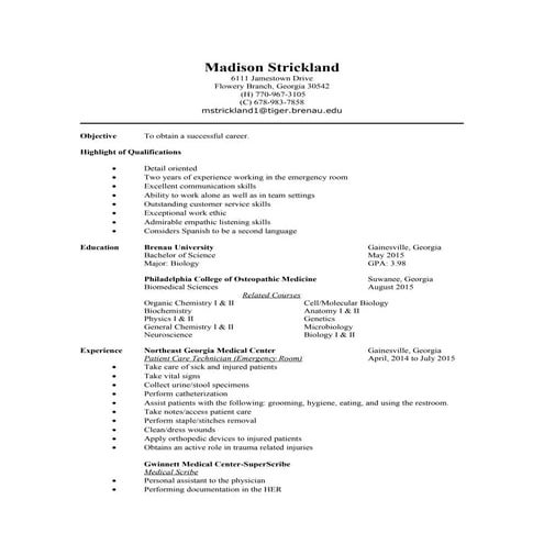 Resume Final PA school Scribe | DOC
