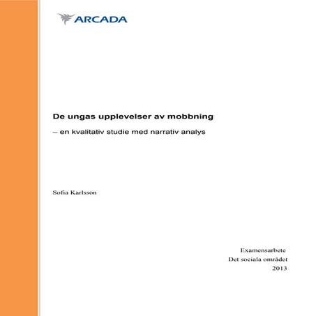 De ungas upplevelser av mobbning | PDF