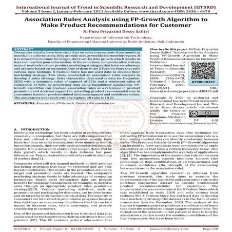 Association Rules Analysis using FP Growth Algorithm to Make Product Recommendations for ...