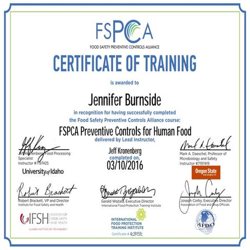 PCQI Certificate JB | PDF