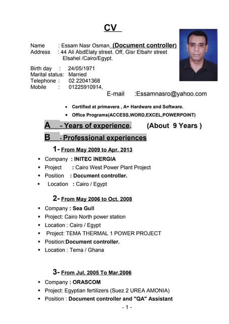 CV - Sr. Document Controller - Aconex - Passport - Mr. Satishkumar Brahmbhatt - Nov 2015 | DOCX ...